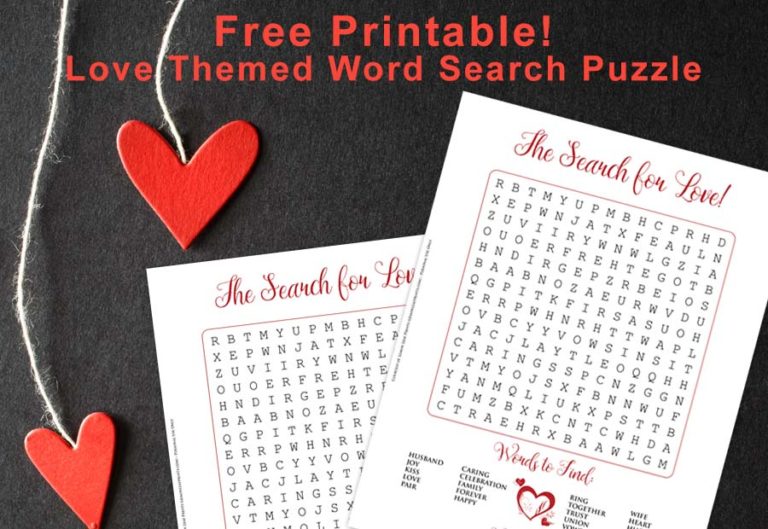 FREE PRINTABLE – VALENTINE’S DAY OR WEDDING WORD SEARCH PUZZLE – Lemon ...